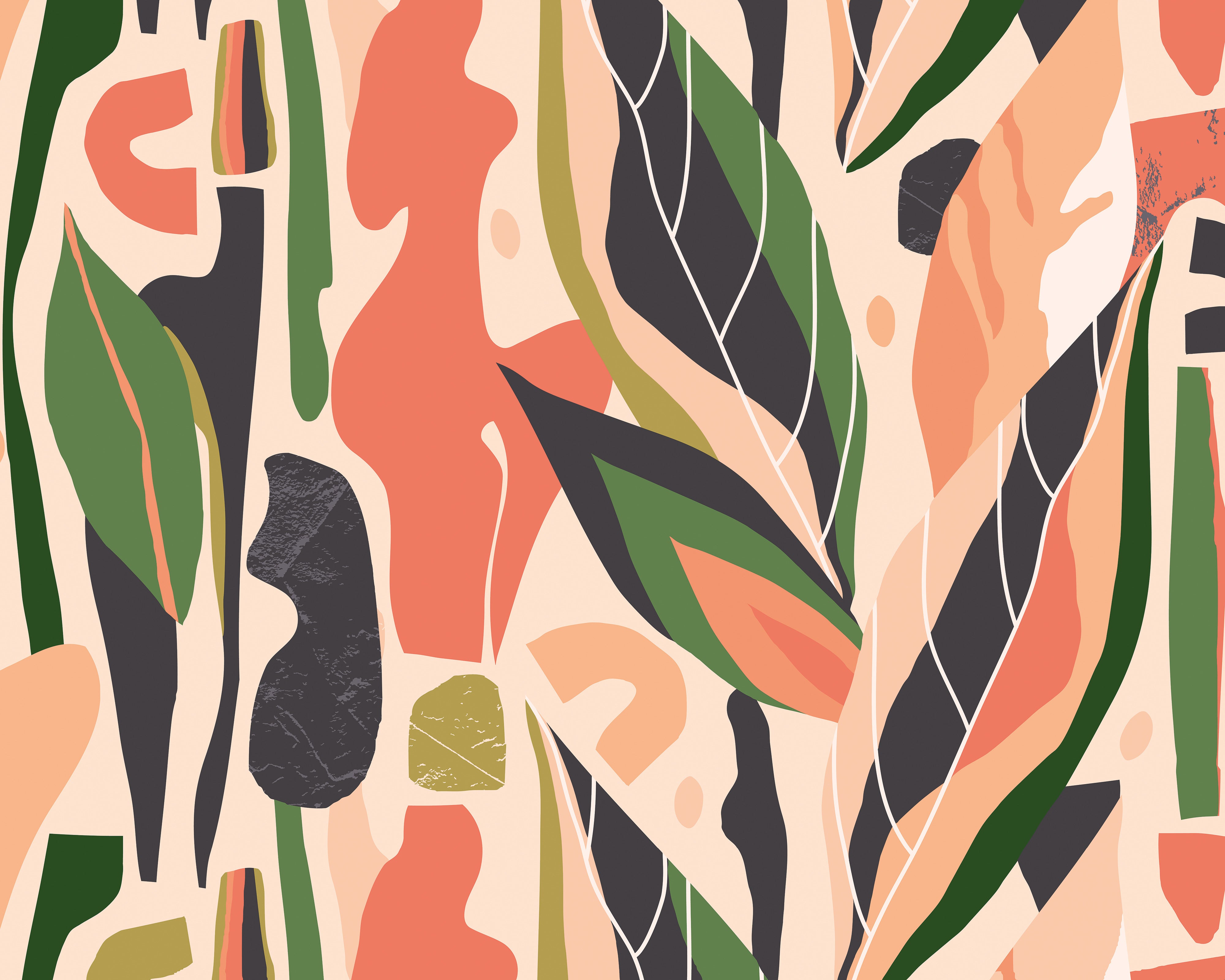 ABSTRACT LEAF SHAPES - Orange – Origin Murals