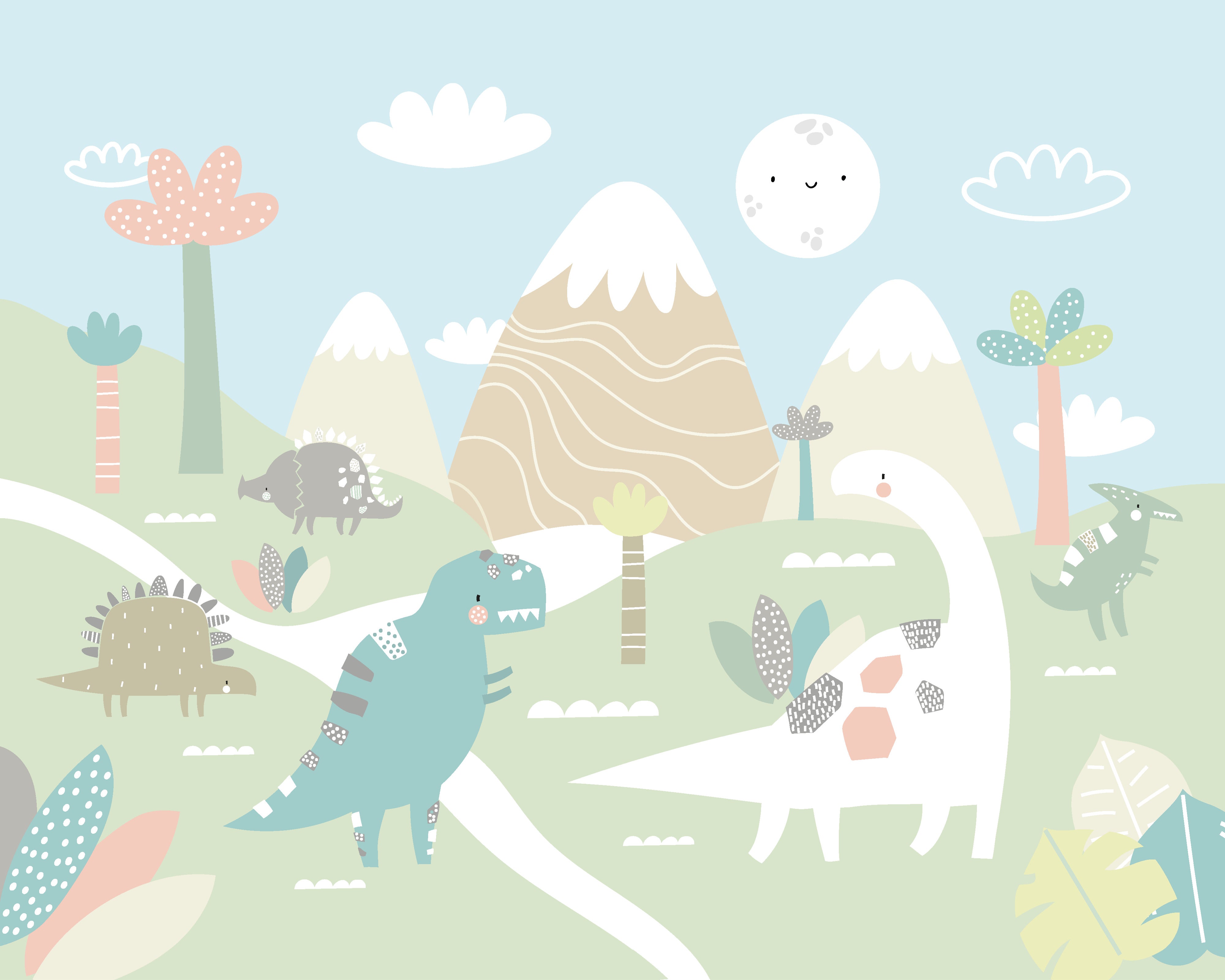 DINOSAUR LAND - Pale Green – Origin Murals