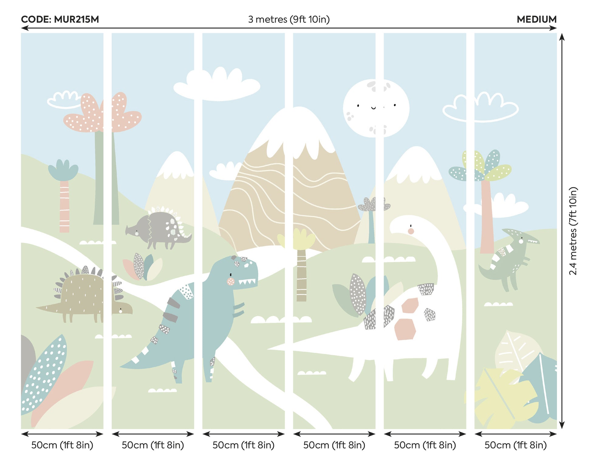 DINOSAUR LAND - Pale Green – Origin Murals