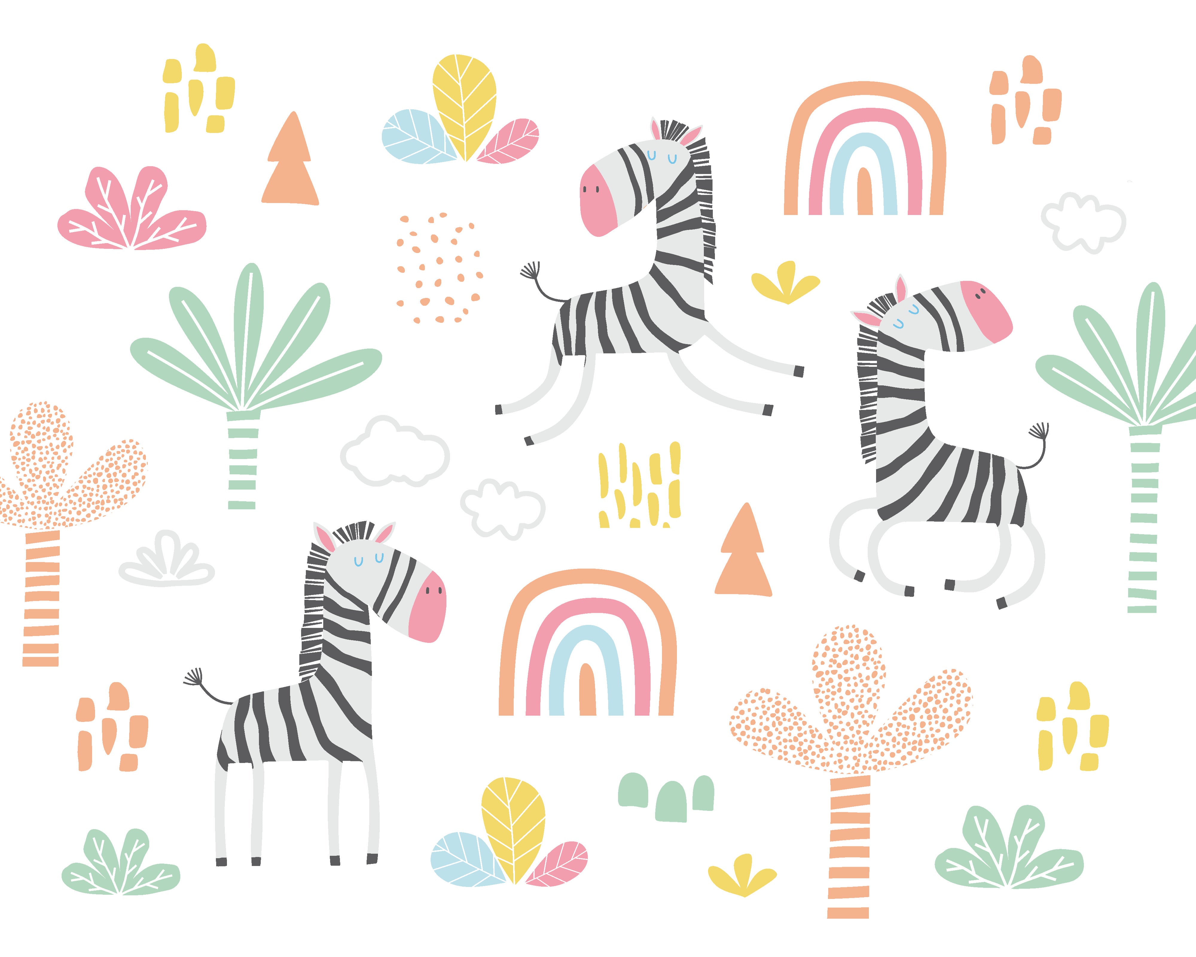 DANCING ZEBRAS - White – Origin Murals