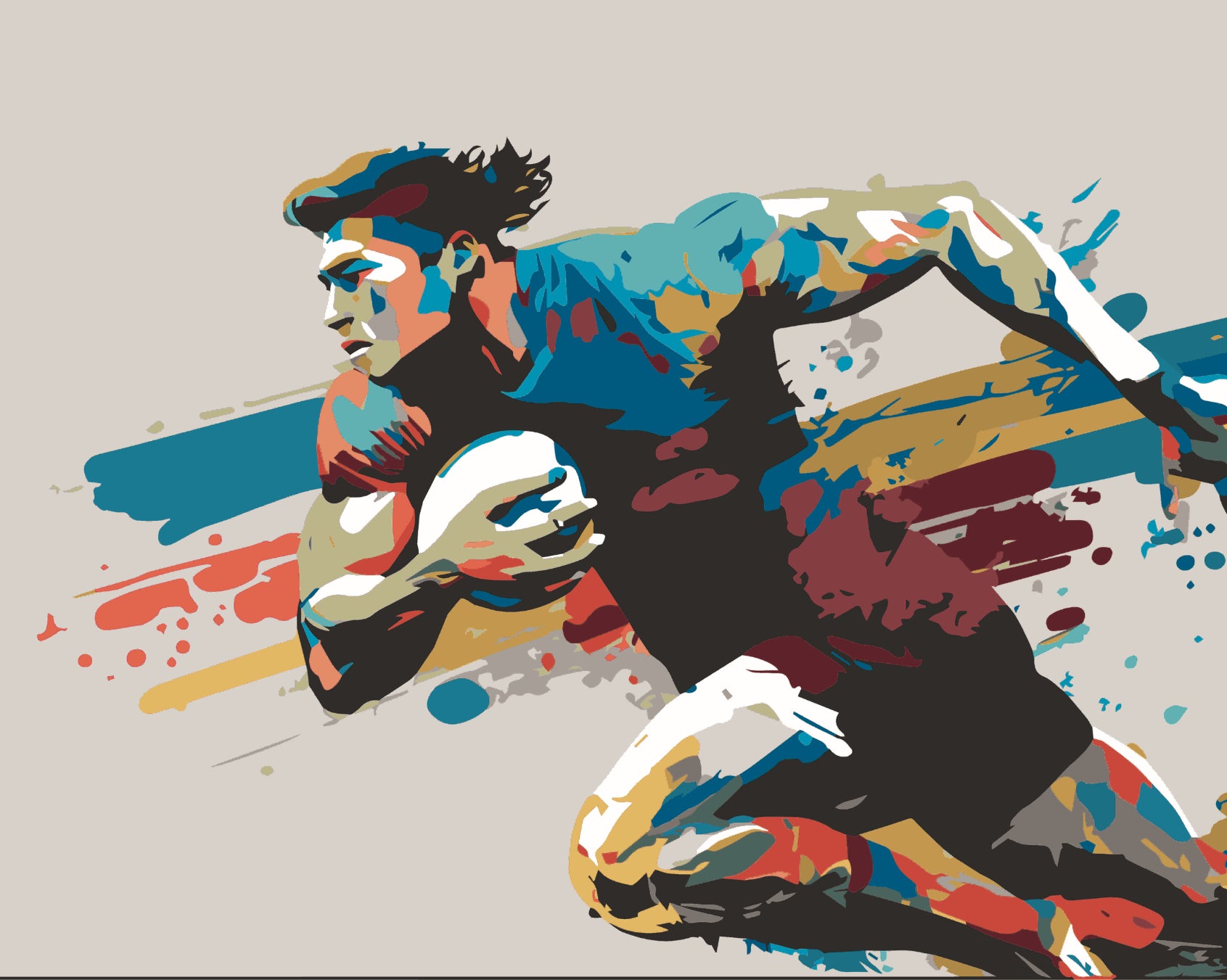 RUGBY PLAYER IN GRAPHIC STYLE - Natural – Origin Murals