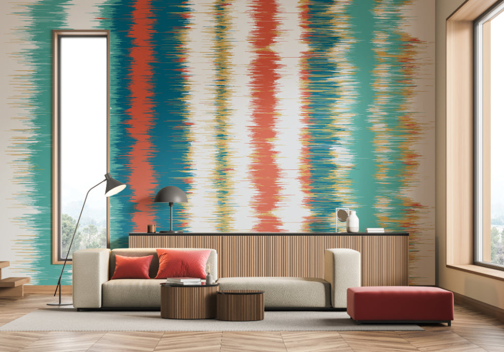 LINEAR STRIPE - Teal Blue & Orange – Origin Murals