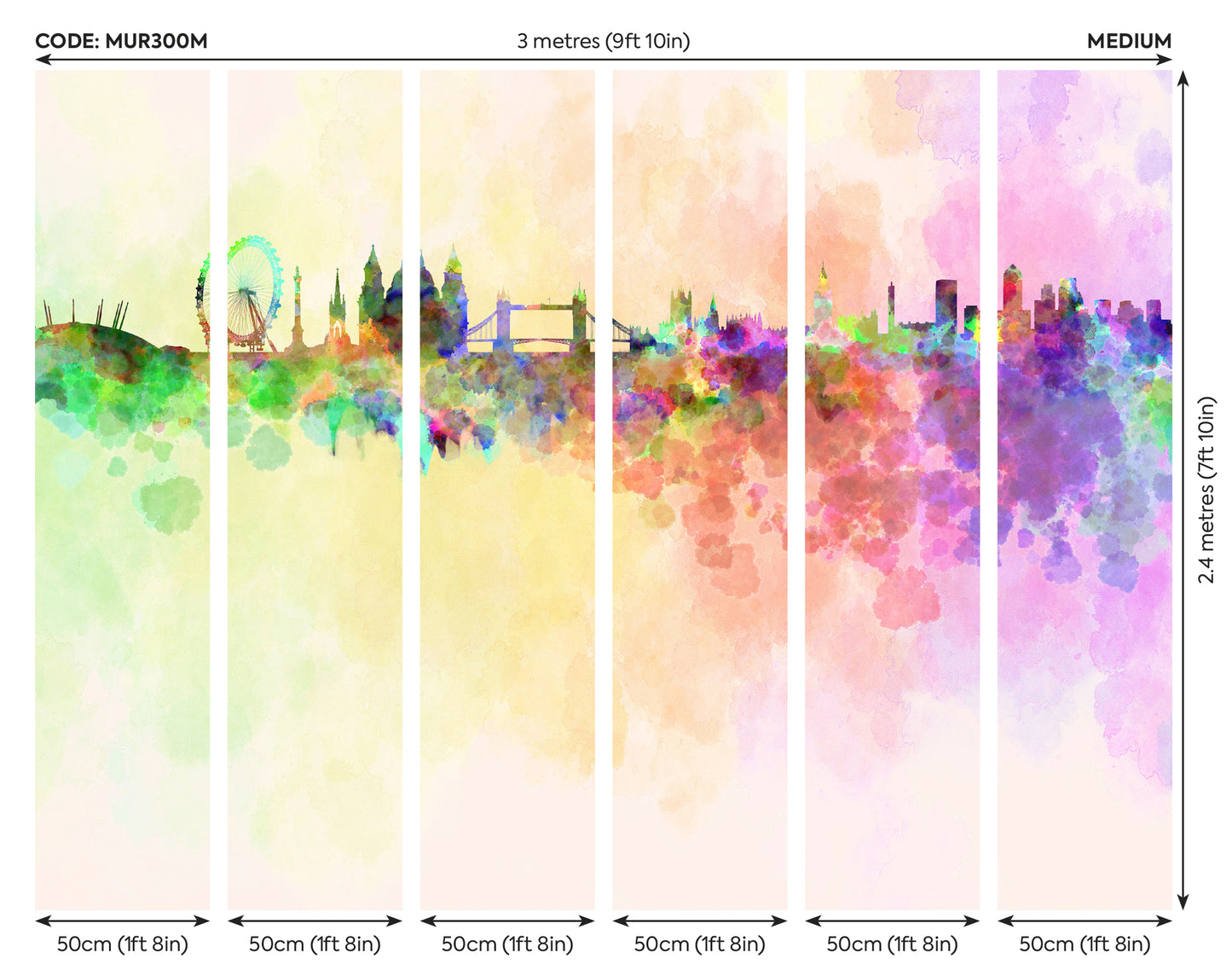 WATERCOLOUR LONDON SKYLINE - Multi – Origin Murals