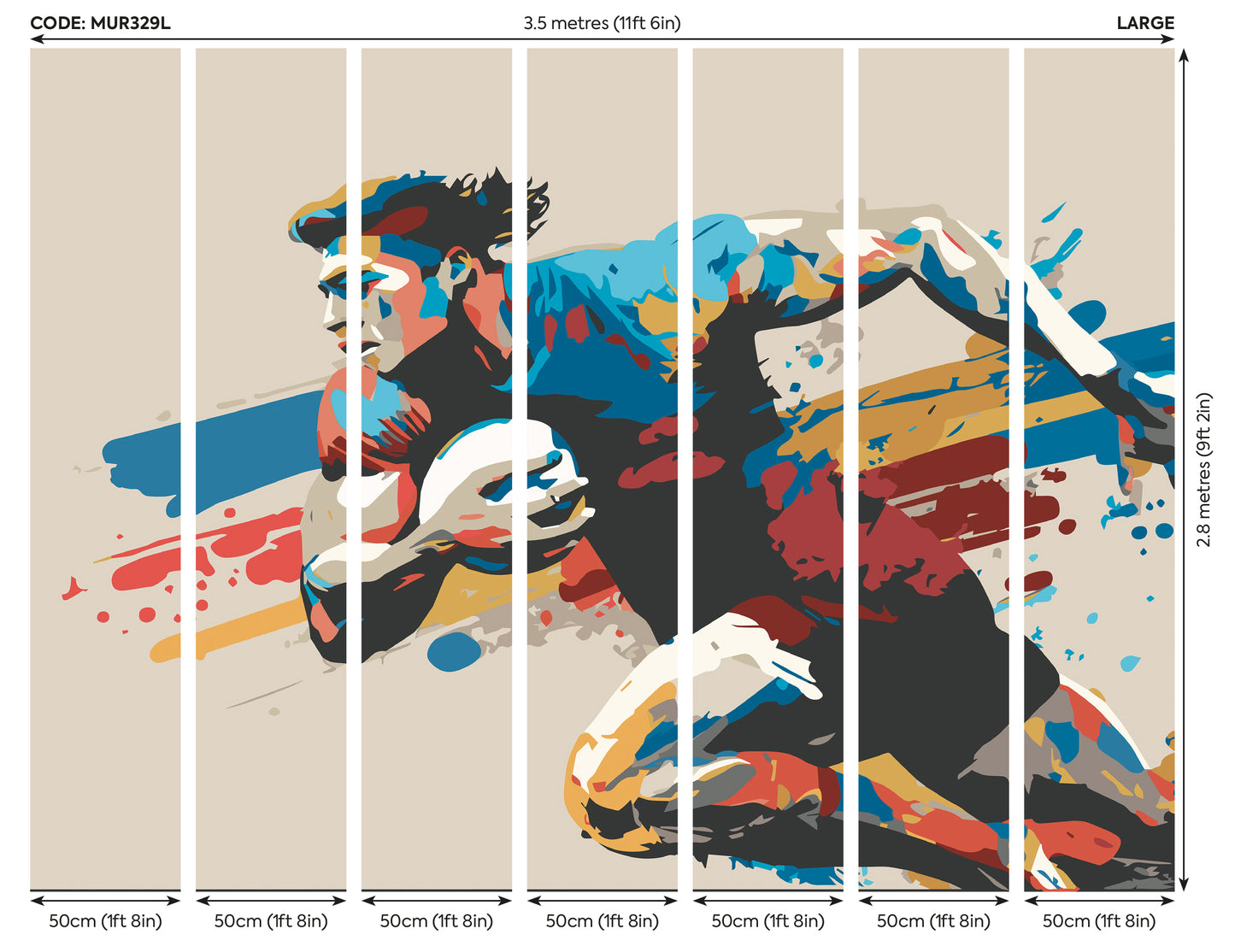 RUGBY PLAYER IN GRAPHIC STYLE - Natural – Origin Murals