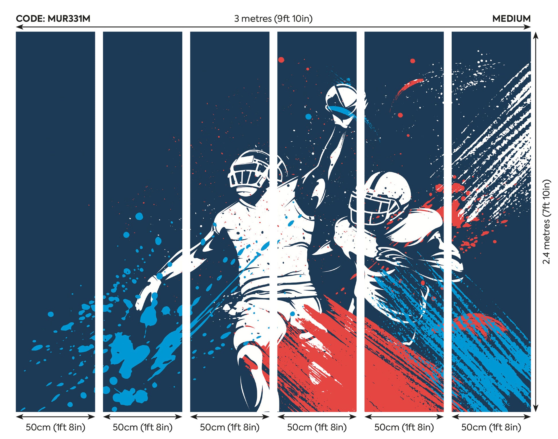 AMERICAN FOOTBALLERS PAINT SPLASH - Blue – Origin Murals